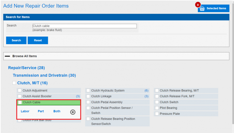 Adding Items To An RO | Auto Integrate