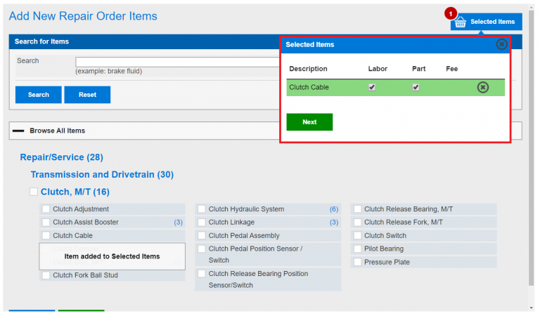 Adding Items To An RO | Auto Integrate